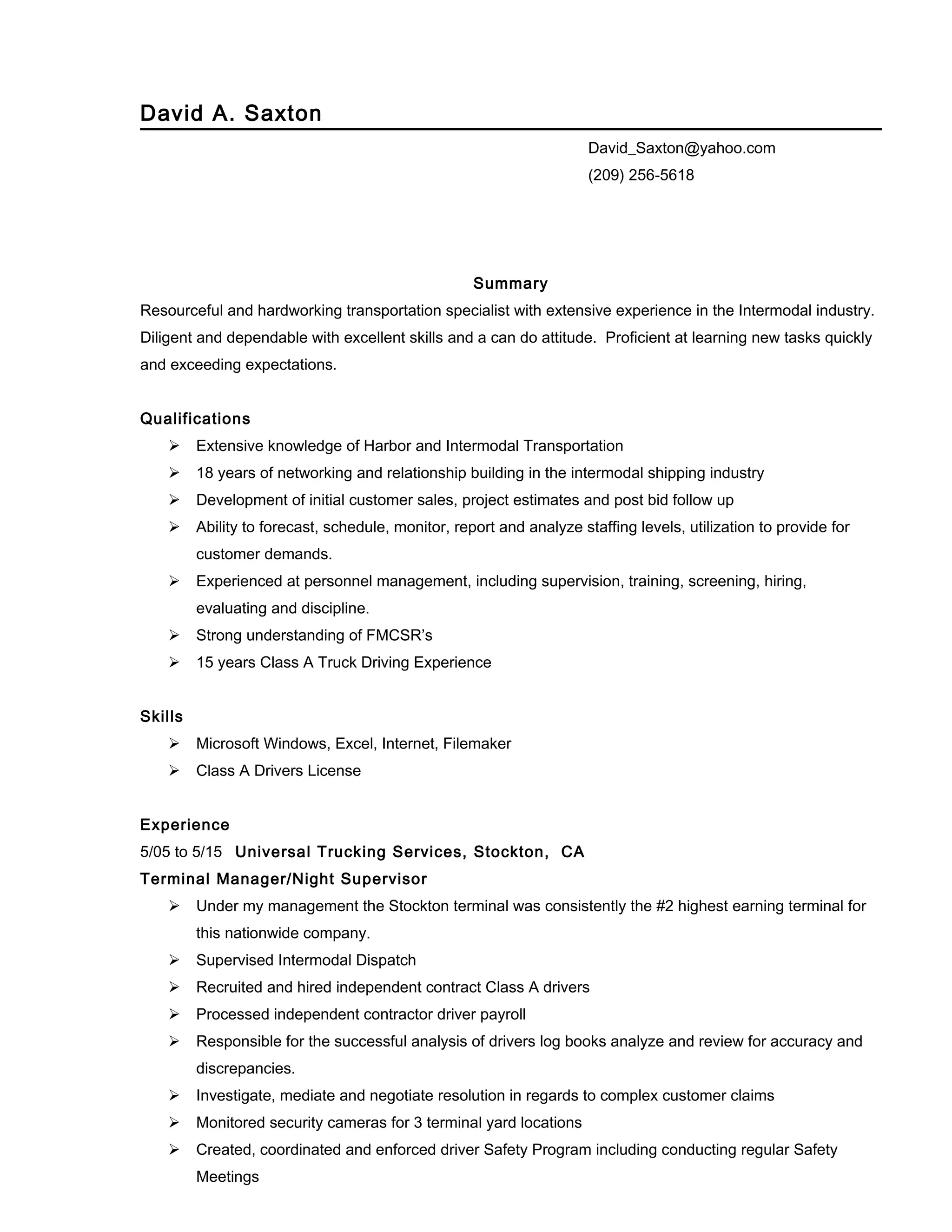 Resume-David Saxton | DOC