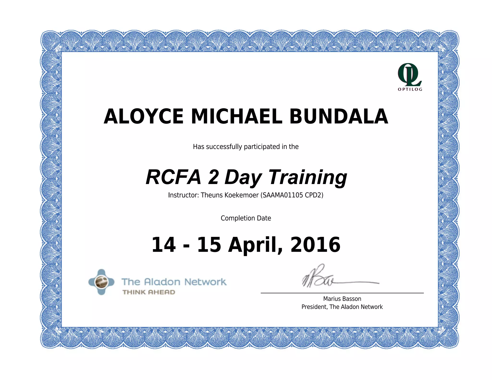 Certificate-RCFA 2 Day Training-202 | PDF