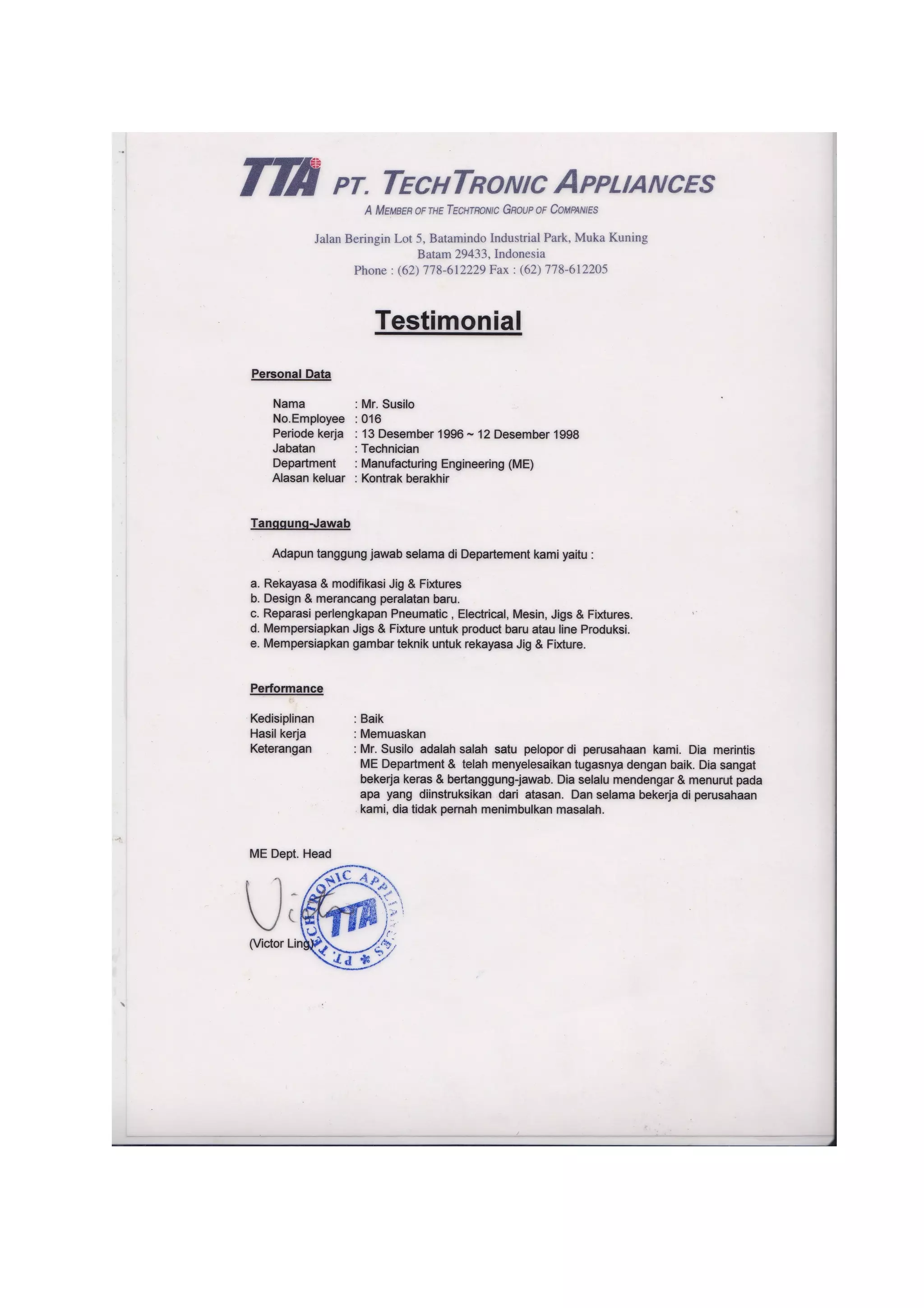 Certificate of PT. TTA | DOC