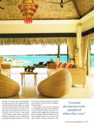 St Regis Bora Bora_ Interior Design Meriem Hall on Architectural Digest ...