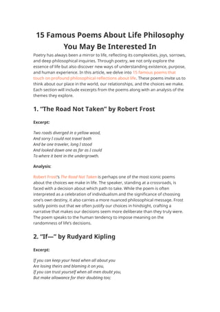 15 Famous Poems About Life Philosophy You May Be Interested In.docx