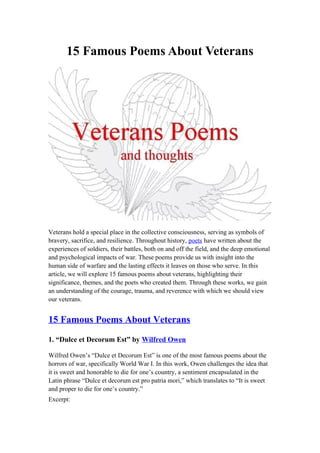 15 Famous Poems About Veterans: You Should Know | PDF
