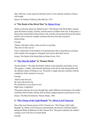 15 Famous Poems About Veterans: You Should Know | DOCX