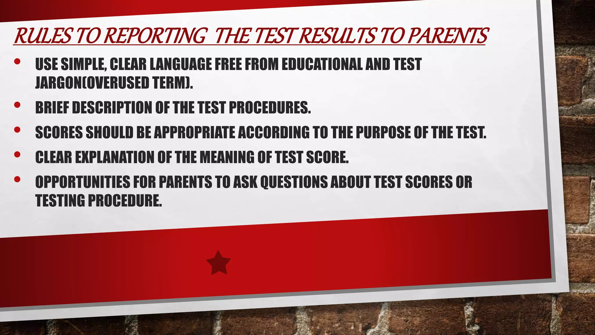 Reporting Test Results to Parents | PPTX