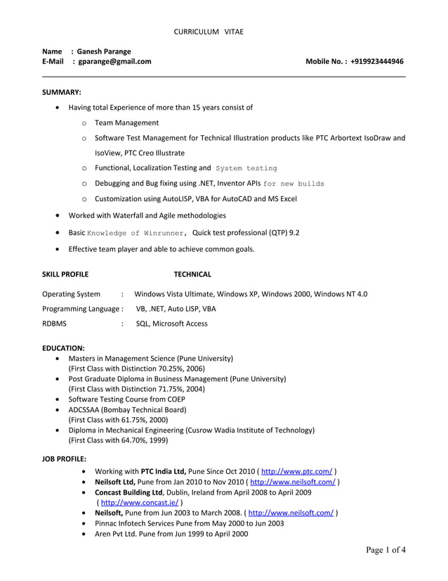 Cv1_Ganesh_Parange | PDF | Free Download