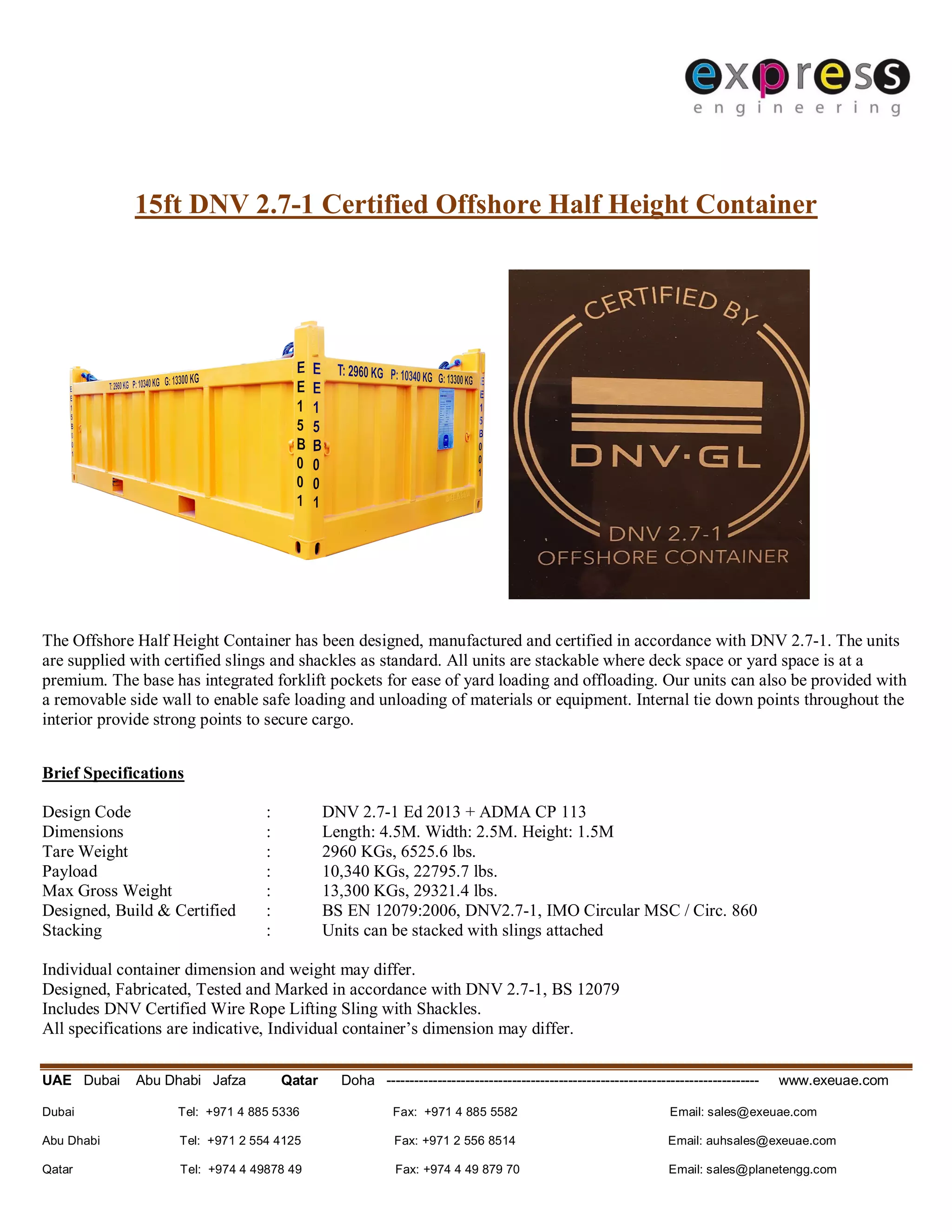 15ft half height container | PDF