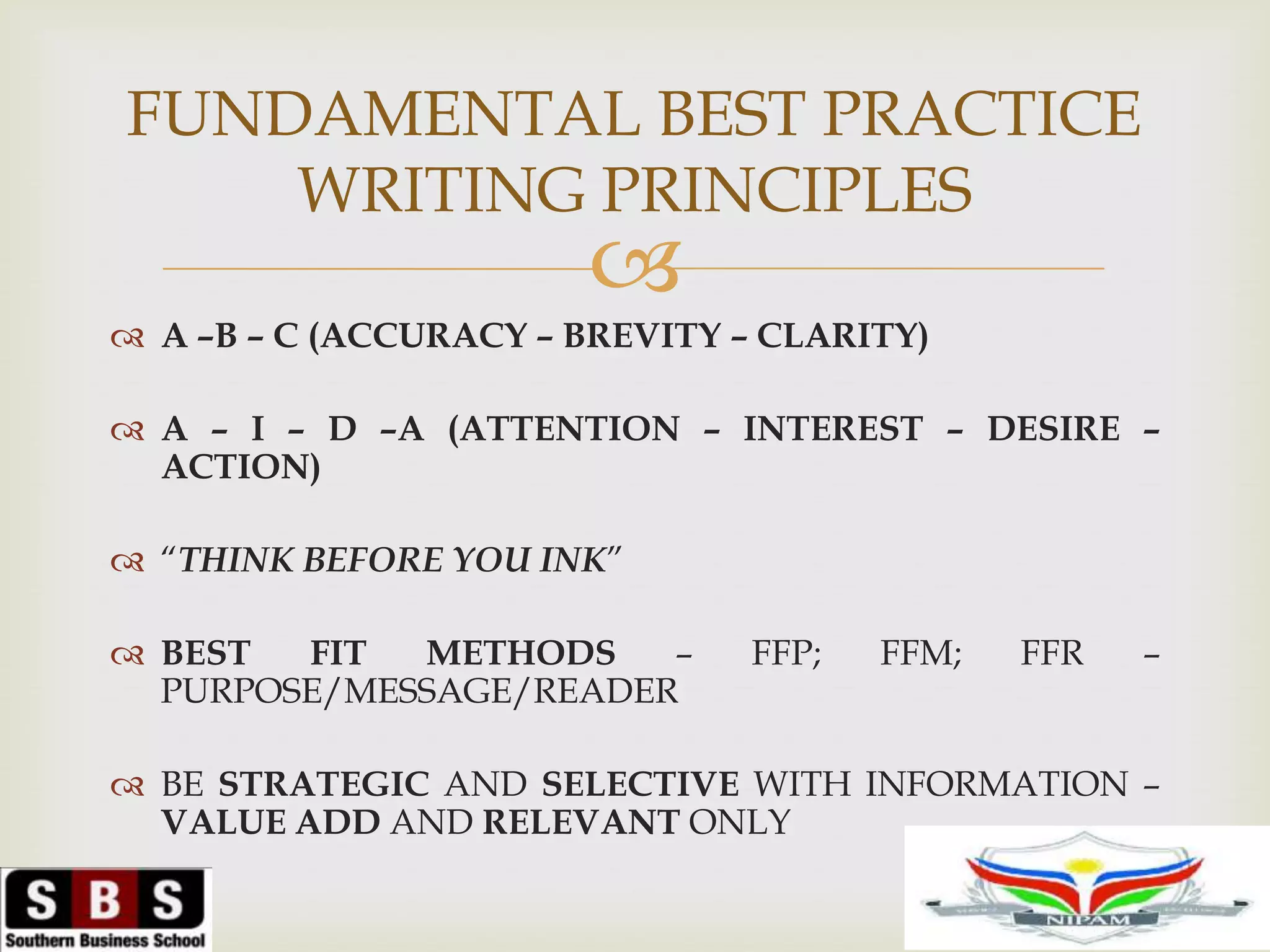 15 Fundamental Best Practice Writing Principles | PPTX