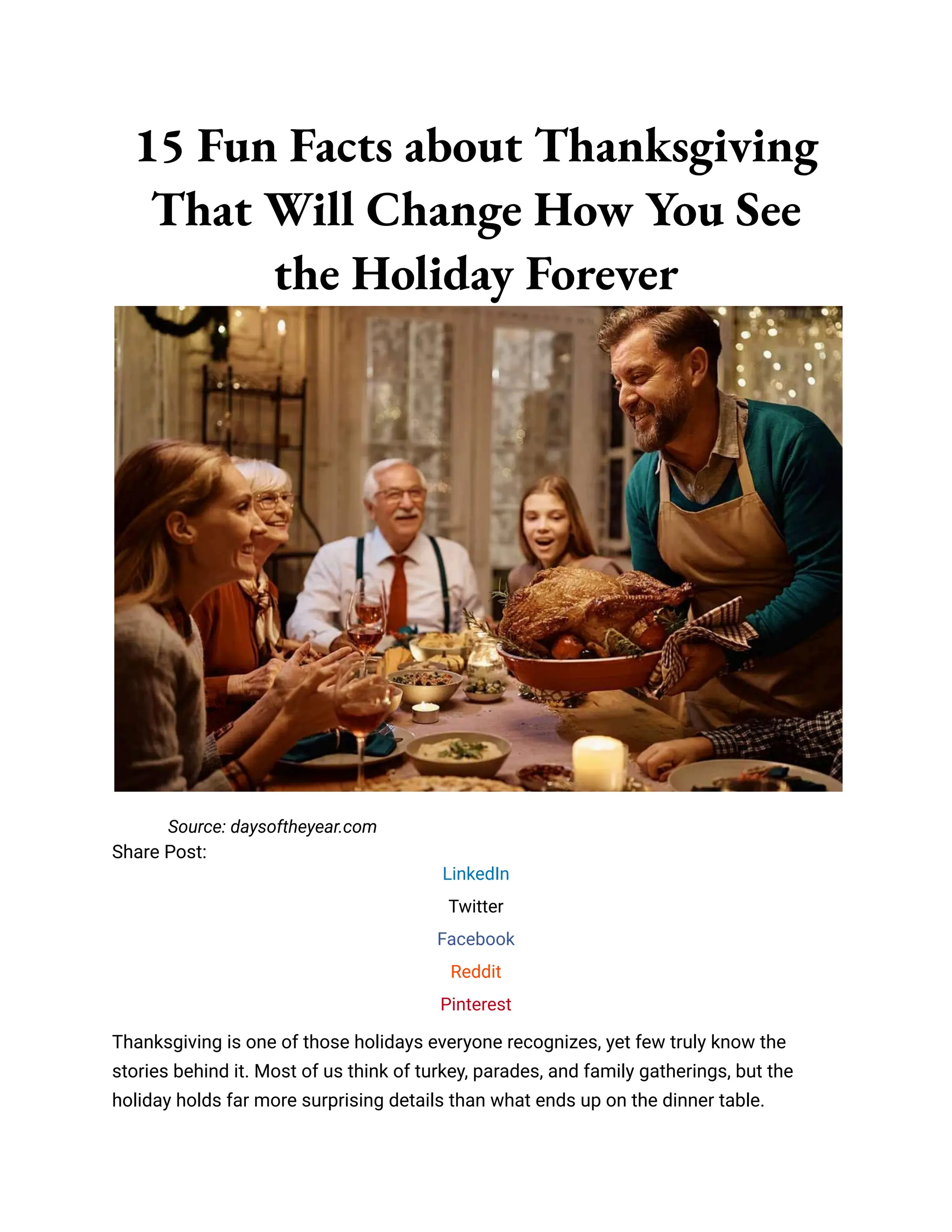 15 Fun Facts about Thanksgiving That Will Change How You See the ...