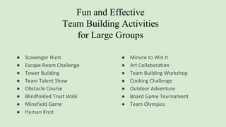 Team Building Activities for Large Groups | PPTX