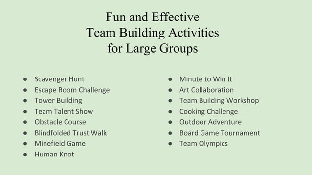 Team Building Activities for Large Groups | PPTX | Roleplaying Games ...