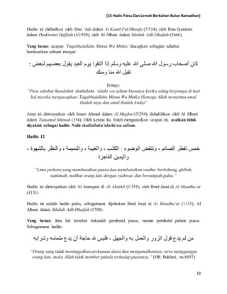 15 hadis palsu dan lemah berkaitan bulan ramadhan | DOCX