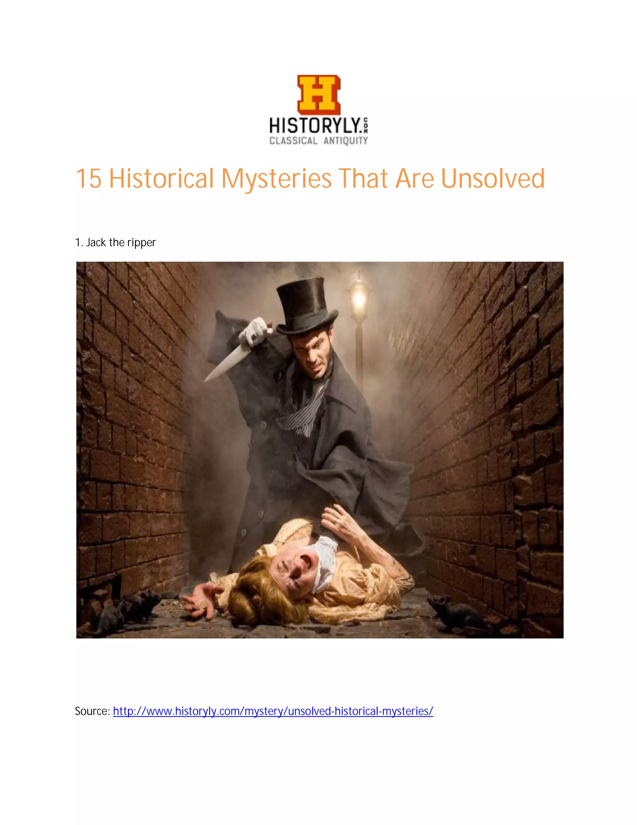 15 Historical Mysteries That Are Unsolved | PDF | Paranormal Phenomena ...