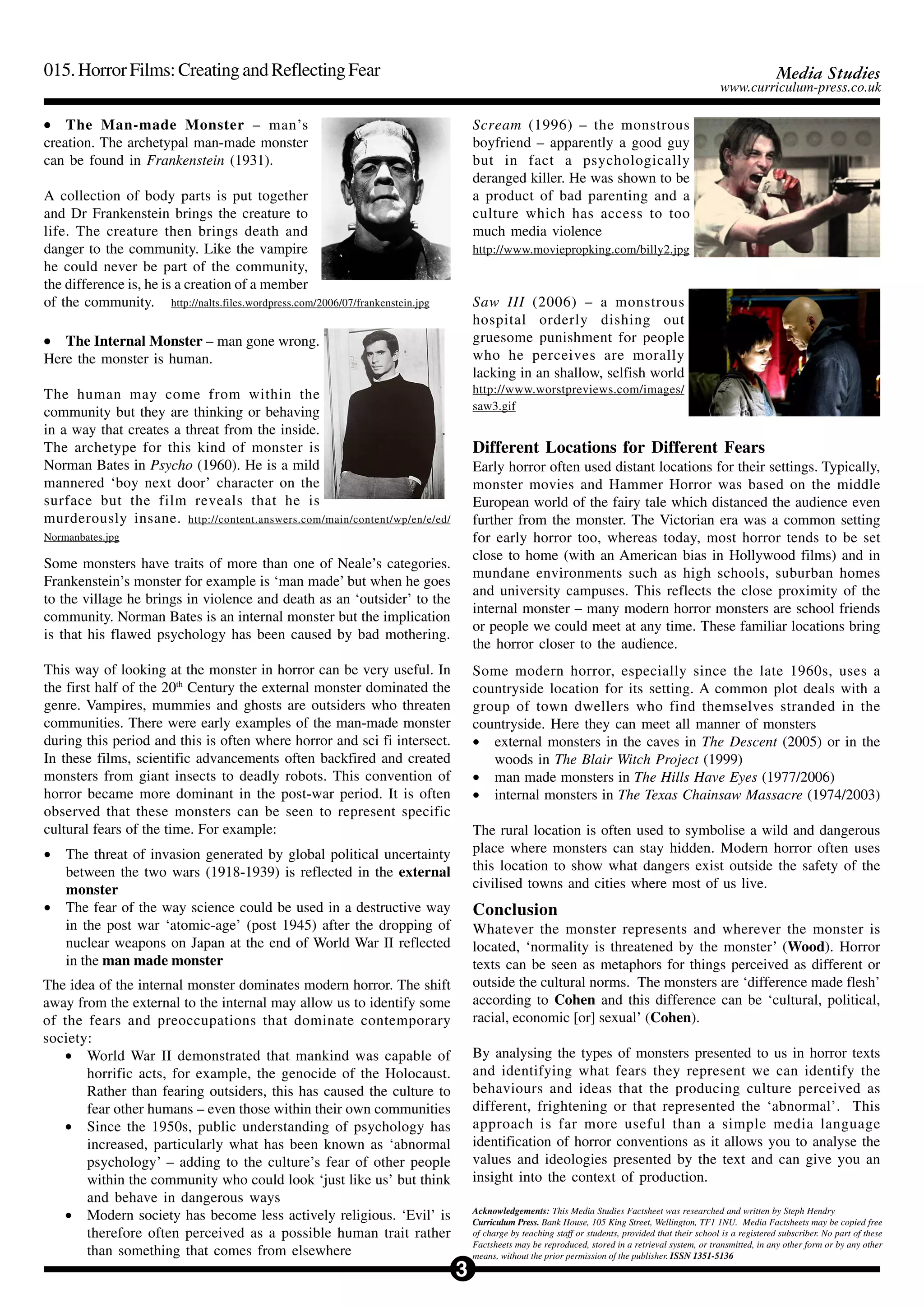 Horror Films: Creating and Reflecting Fear | PDF