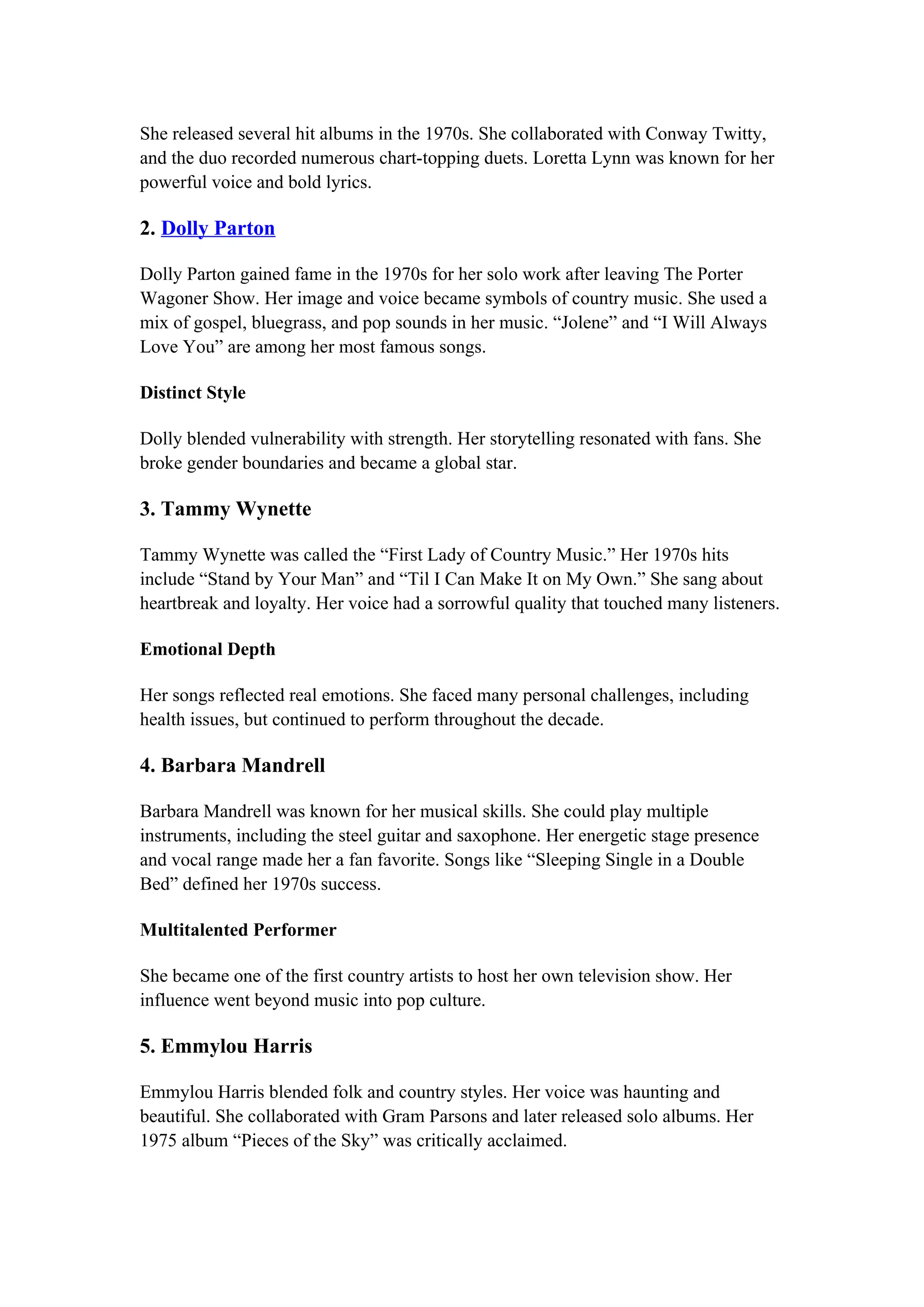 15 Iconic Female Country Singers of the 1970s You Must Know.docx