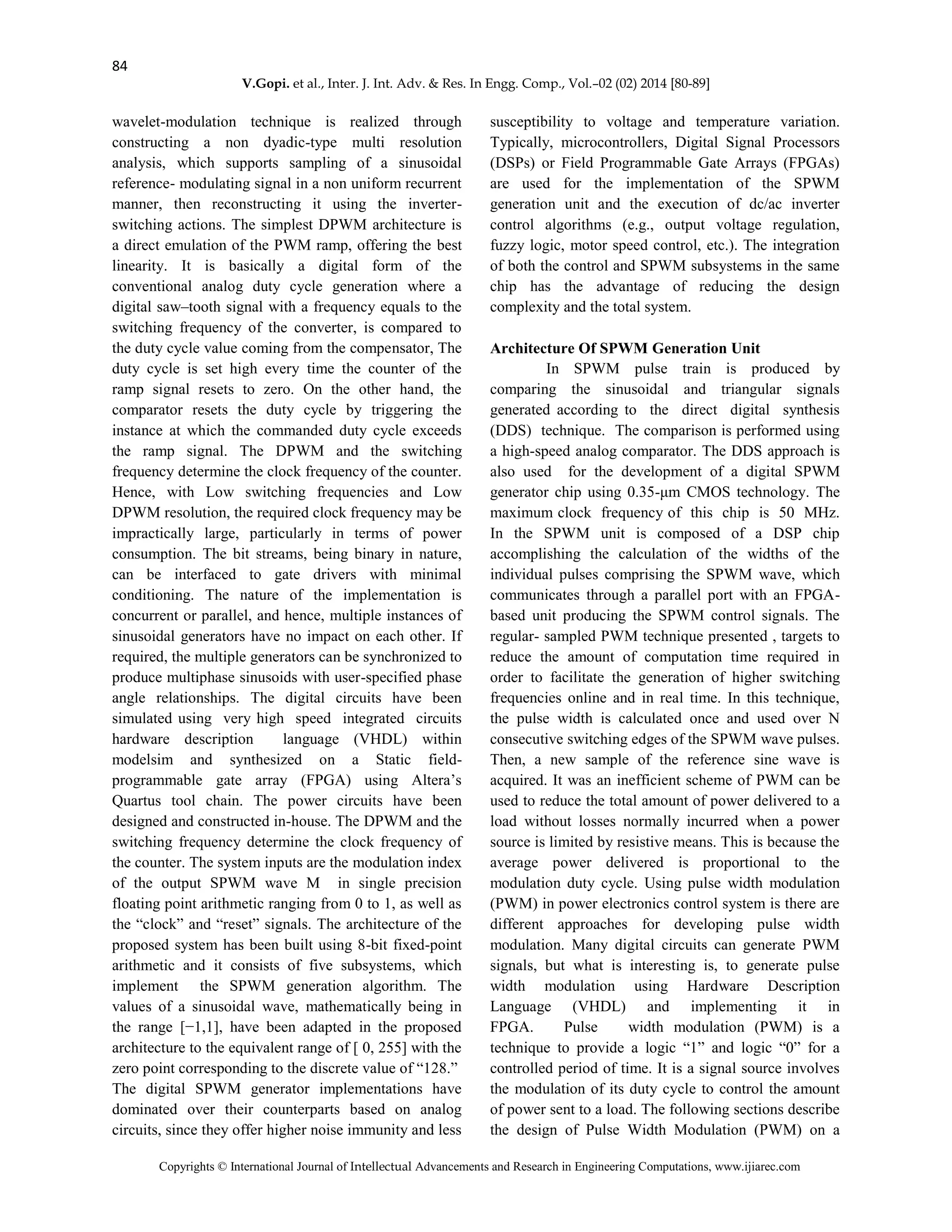 DEVELOPMENT OF DC SOURCE BASED SYSTEM GENERATOR USING SPWM FOR HIGH SWITCHING FREQUENCY DC/AC ...