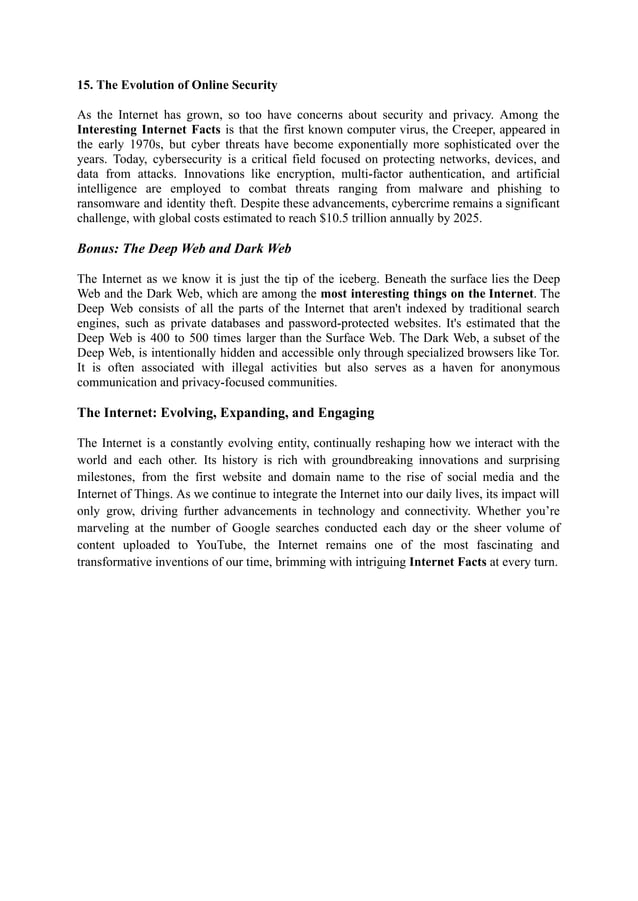 15 Interesting Facts About the Internet You Need to Know | PDF