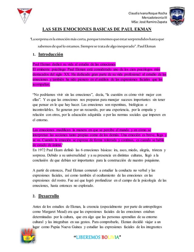 Las Seis Emociones Basicas De De Paul Ekman Pdf