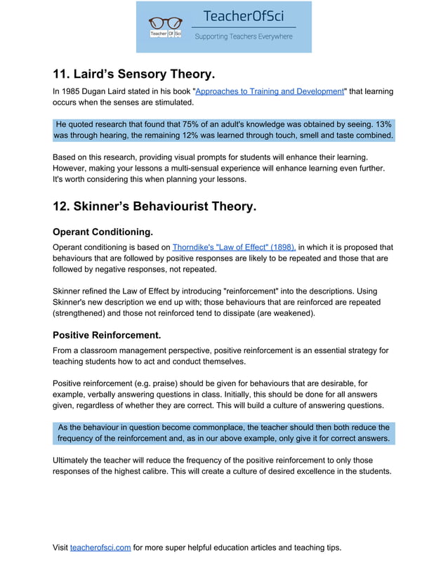 The 15 most influential learning theories in education (a complete ...