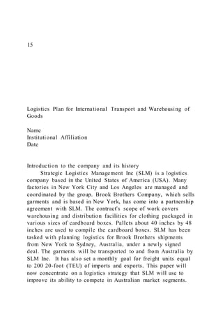 15Logistics Plan for International Transport and | DOCX
