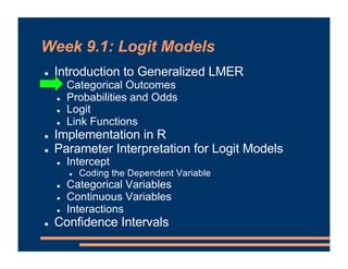 Mixed Effects Models - Logit Models | PPT
