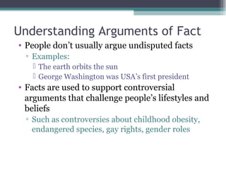 English 104: Arguments of Fact | PPT | Geography | Science