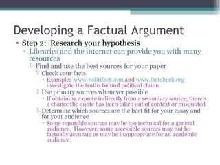 English 104: Arguments of Fact | PPT | Geography | Science