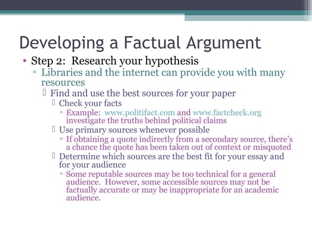 English 104: Arguments of Fact | PPT | Geography | Science