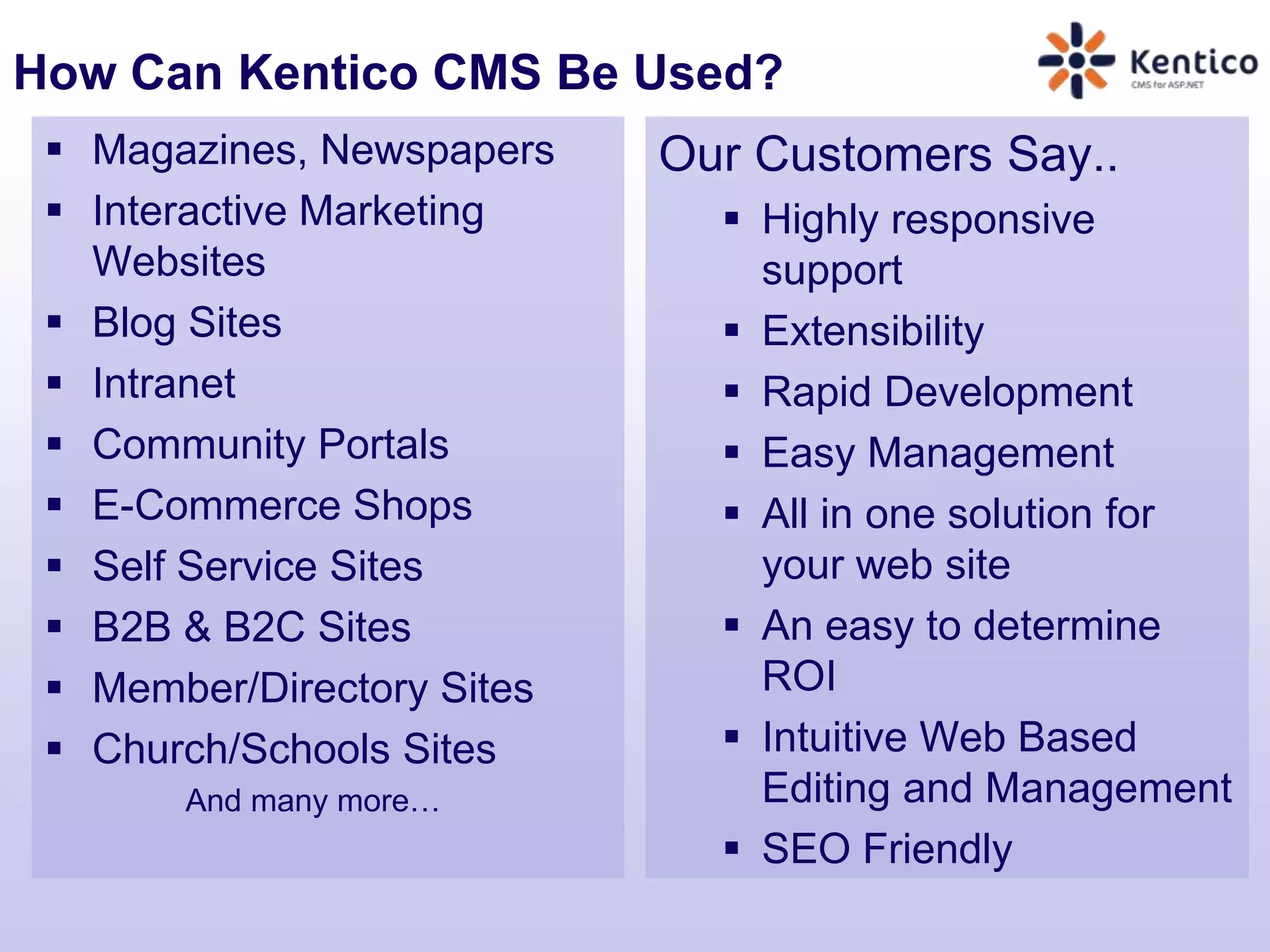 Kentico Cms Overview Ppt
