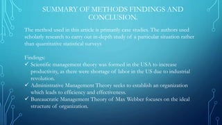 Review of Classical Management Theories | PPTX