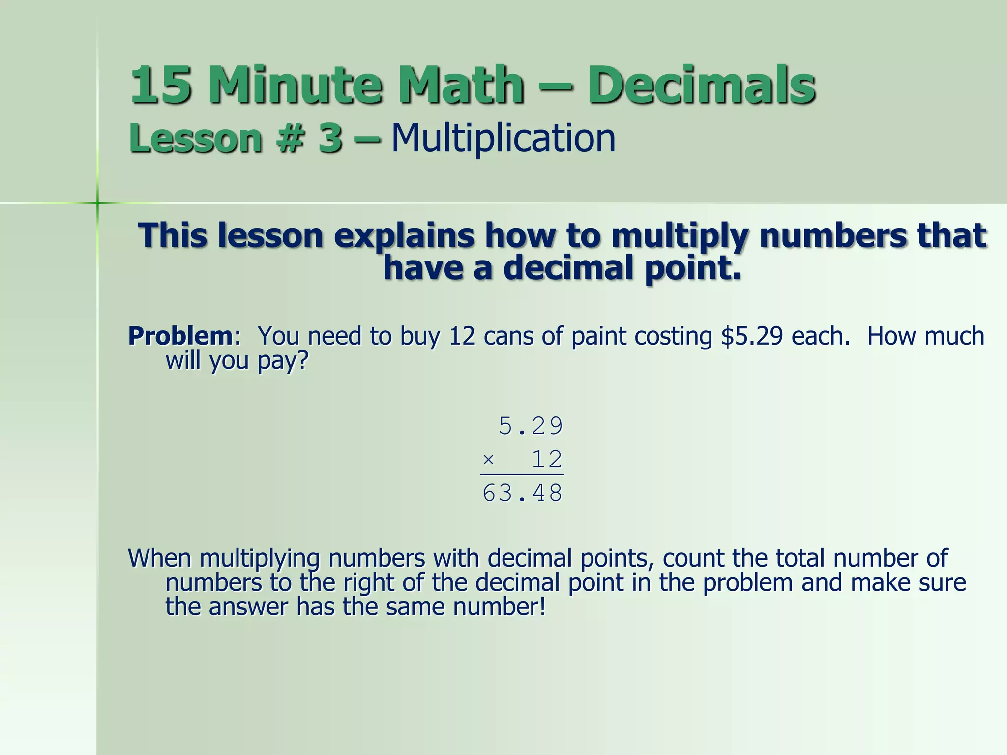 15minute-math-decimals.ppt | Homework and Study | Education