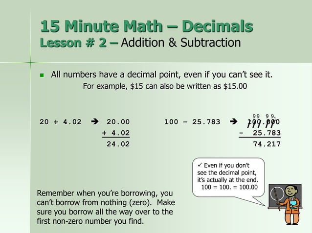15minute-math-decimals.ppt | Homework and Study | Education