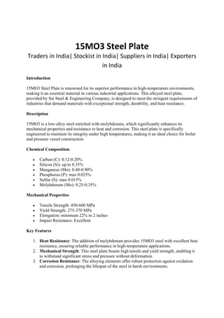 15MO3 Steel Plate Exporters in India.... | PDF