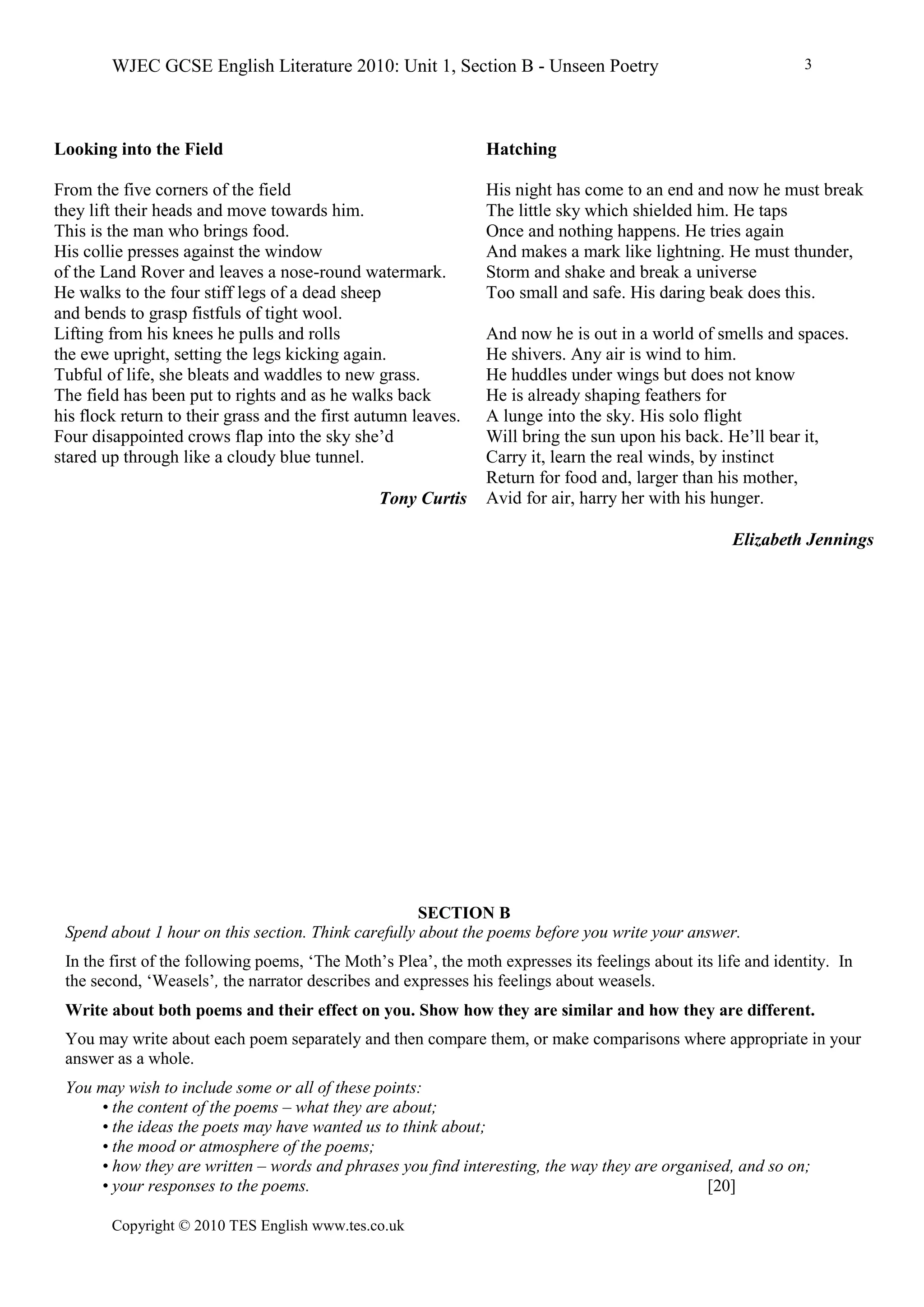 Unseen poetry past papers | PDF