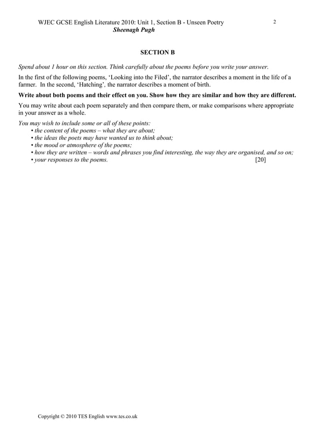 Unseen poetry past papers | PDF | Poetry | Books and Literature