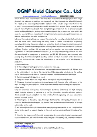 15 mold common problem solutions -dgmf mold clamps co., ltd | PDF