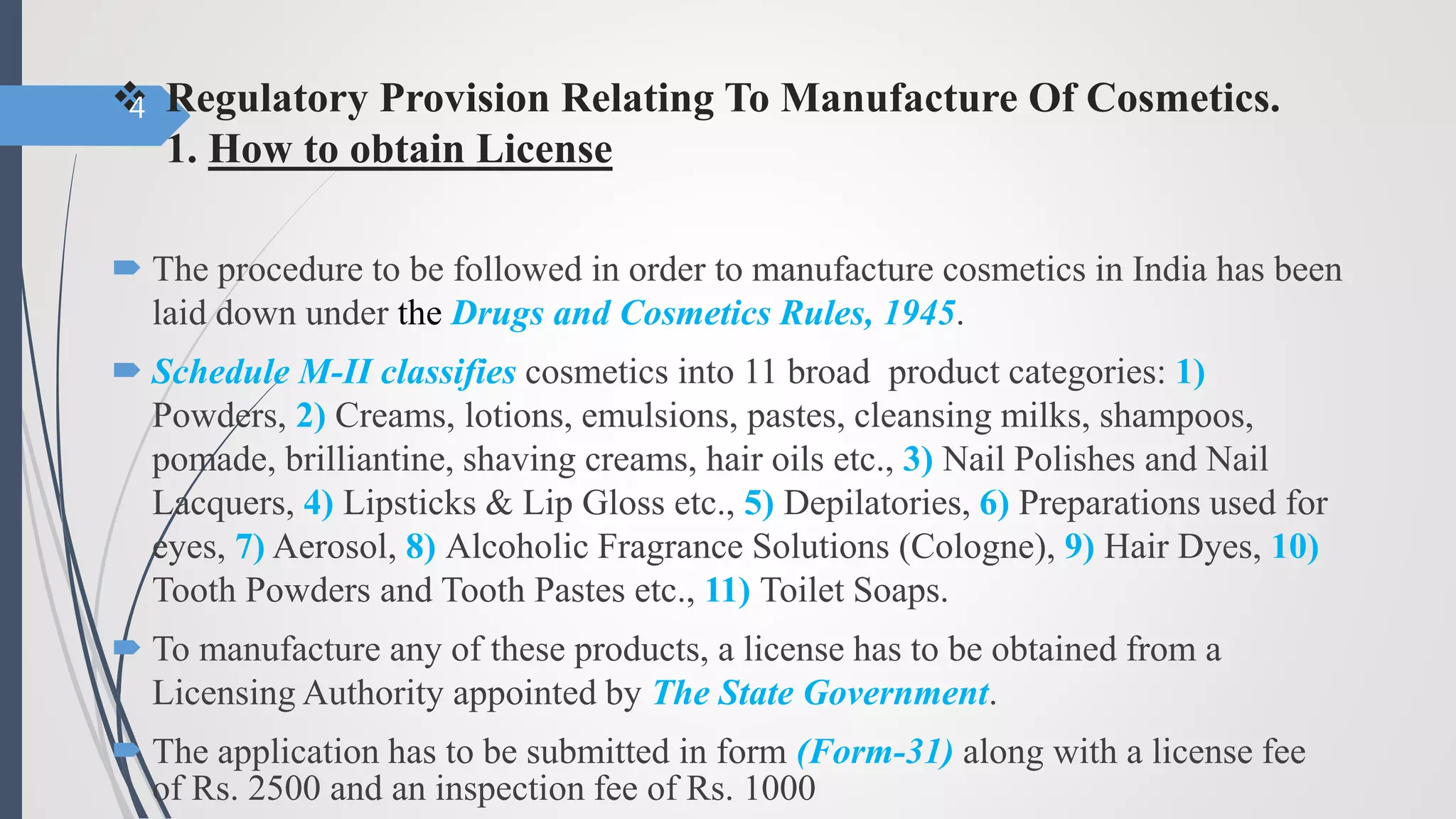 Regulatory of Cosmetic in India by Janki Patel | PPTX
