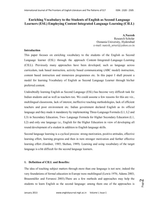 Enriching Vocabulary to the Students of English as Second Language ...