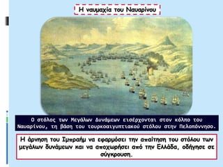 15. Η παρέμβαση των Μεγάλων Δυνάμεων και η Ναυμαχία του Ναυαρίνου | PPTX