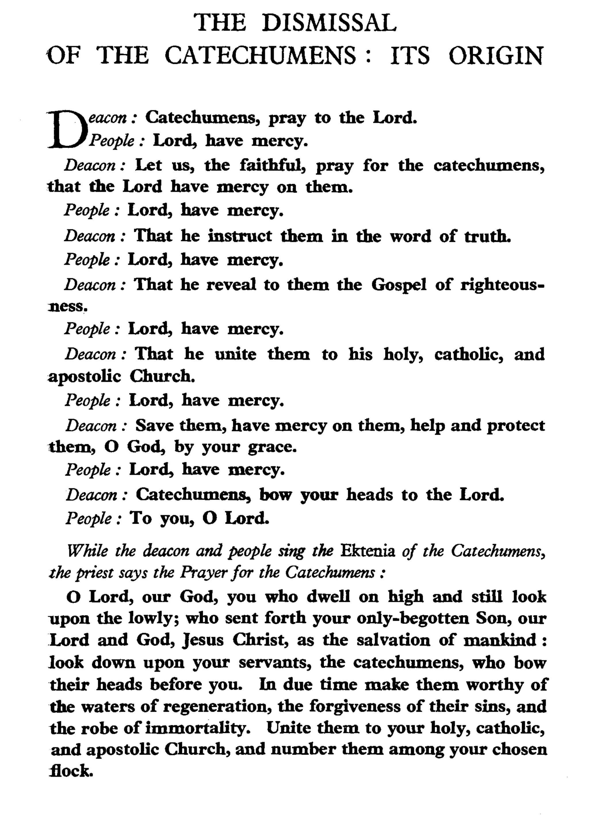 15 notes the dismissal of the catechumens | PDF
