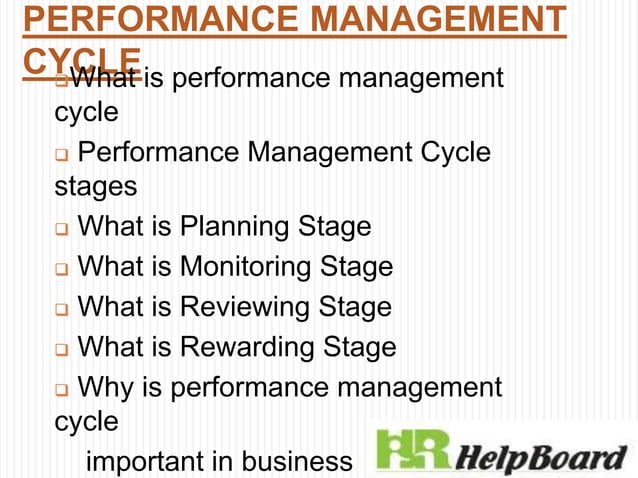 Performance Management Cycle | PPTX | Human Resources | Business