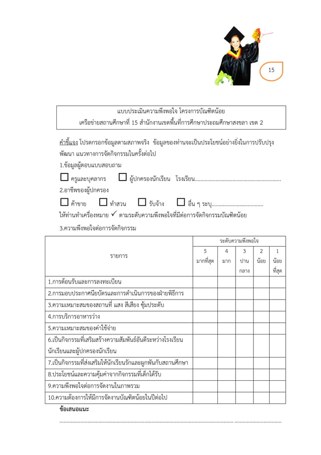 รายงานผลกิจกรรมบัณฑิตน้อย เครือข่าย15 ok | PDF