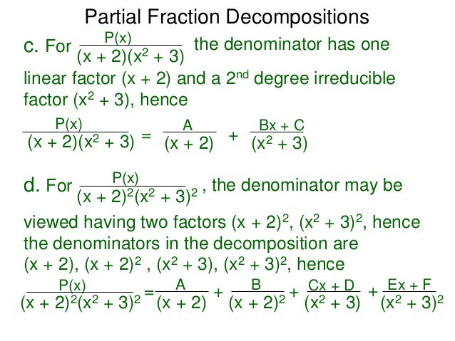 16 Partial Fraction Decompositions X