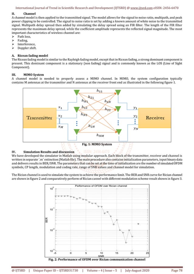 Performance Analysis of MIMO System on Different Modulation Scheme over Rician Channel | PDF