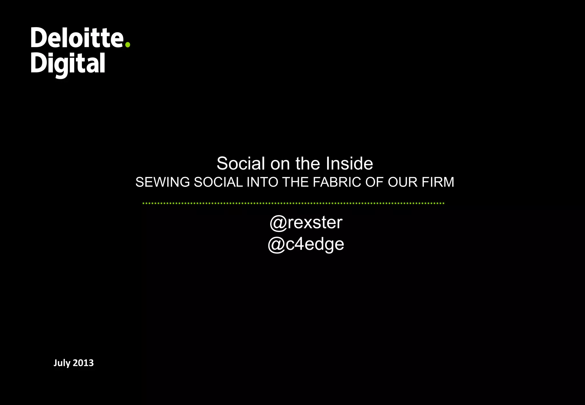 Pete Williams Deloitte Centre for the Edge #SMDU 2013 | PPT