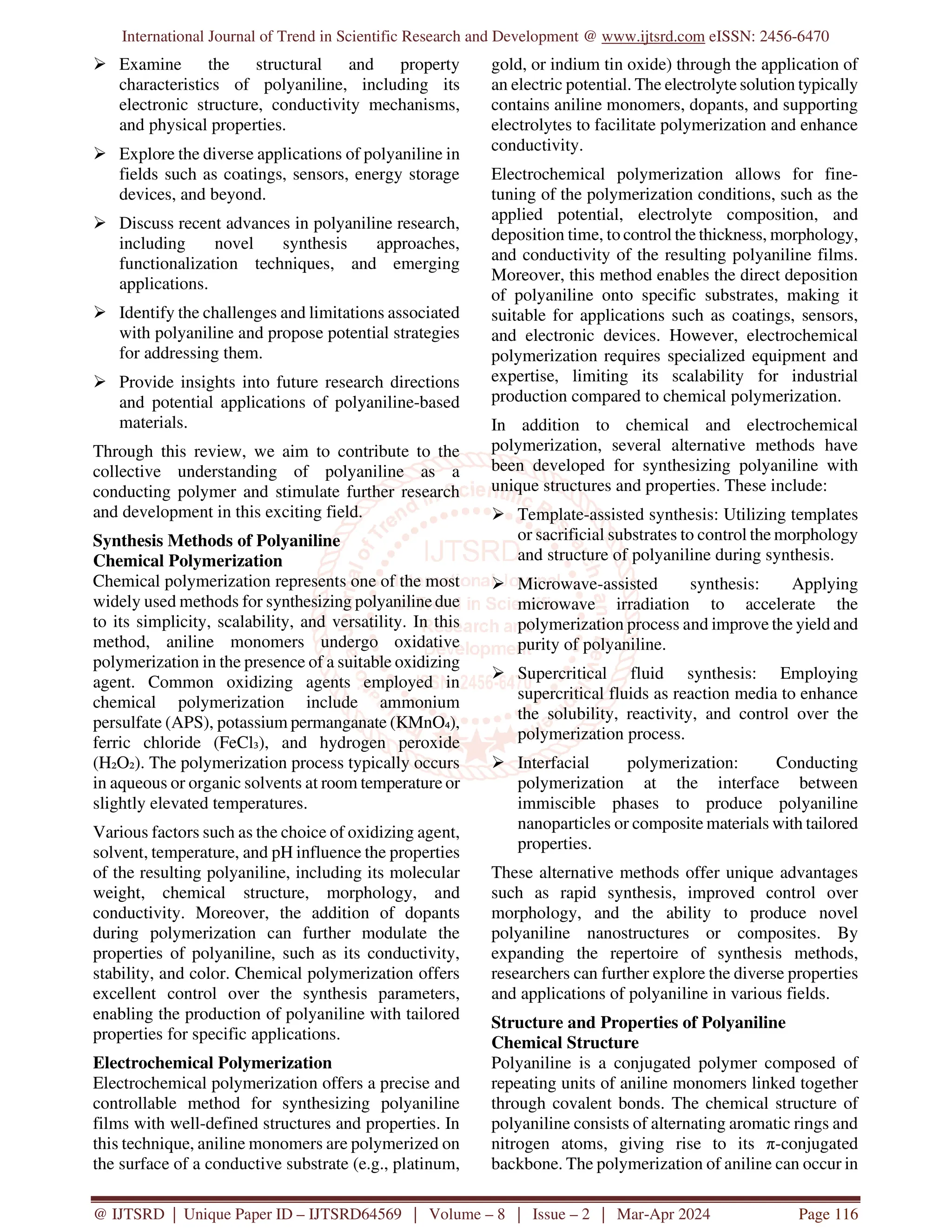 Potential of Polyaniline as a Versatile Conducting Polymer | PDF