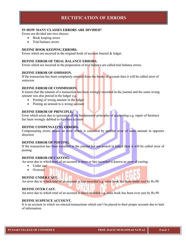 15 rectification of errors | PDF