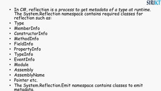 15reflection in c# | PPTX | Programming Languages | Computing