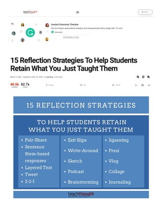 15 reflection strategies to help students retain what you just taught ...