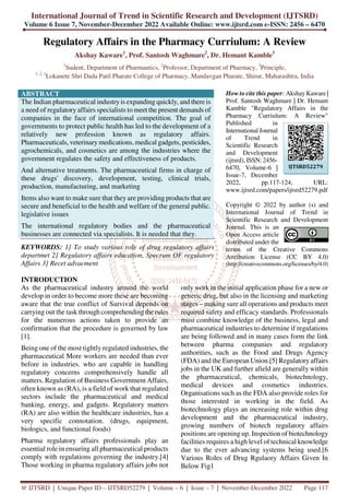 Regulatory Affairs in the Pharmacy Curriulum A Review | PDF