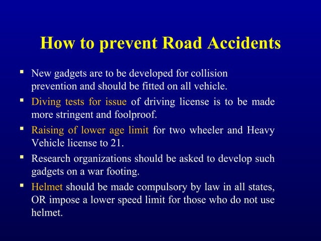 Road Traffic Accident (RTA) | PPT | Injuries | Diseases and Conditions